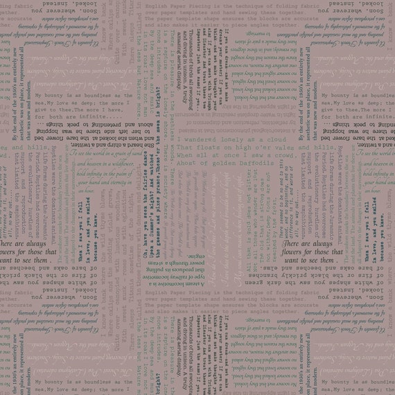 Dark Beige Words Fabric Poems and Sayings Lewis & Irene | Etsy