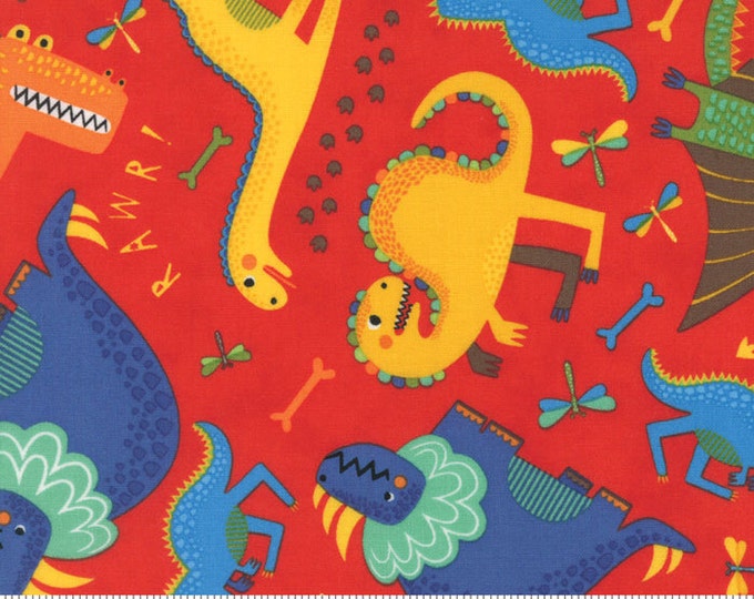 Dinosaur Fabric Moda Jurassic Jamboree 35290 18 Red Abi - Etsy