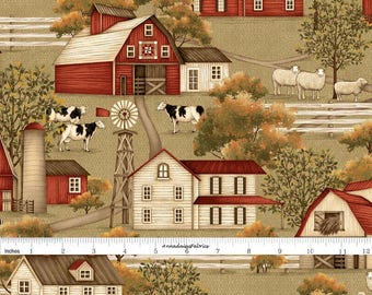 Country farm fabric | Etsy