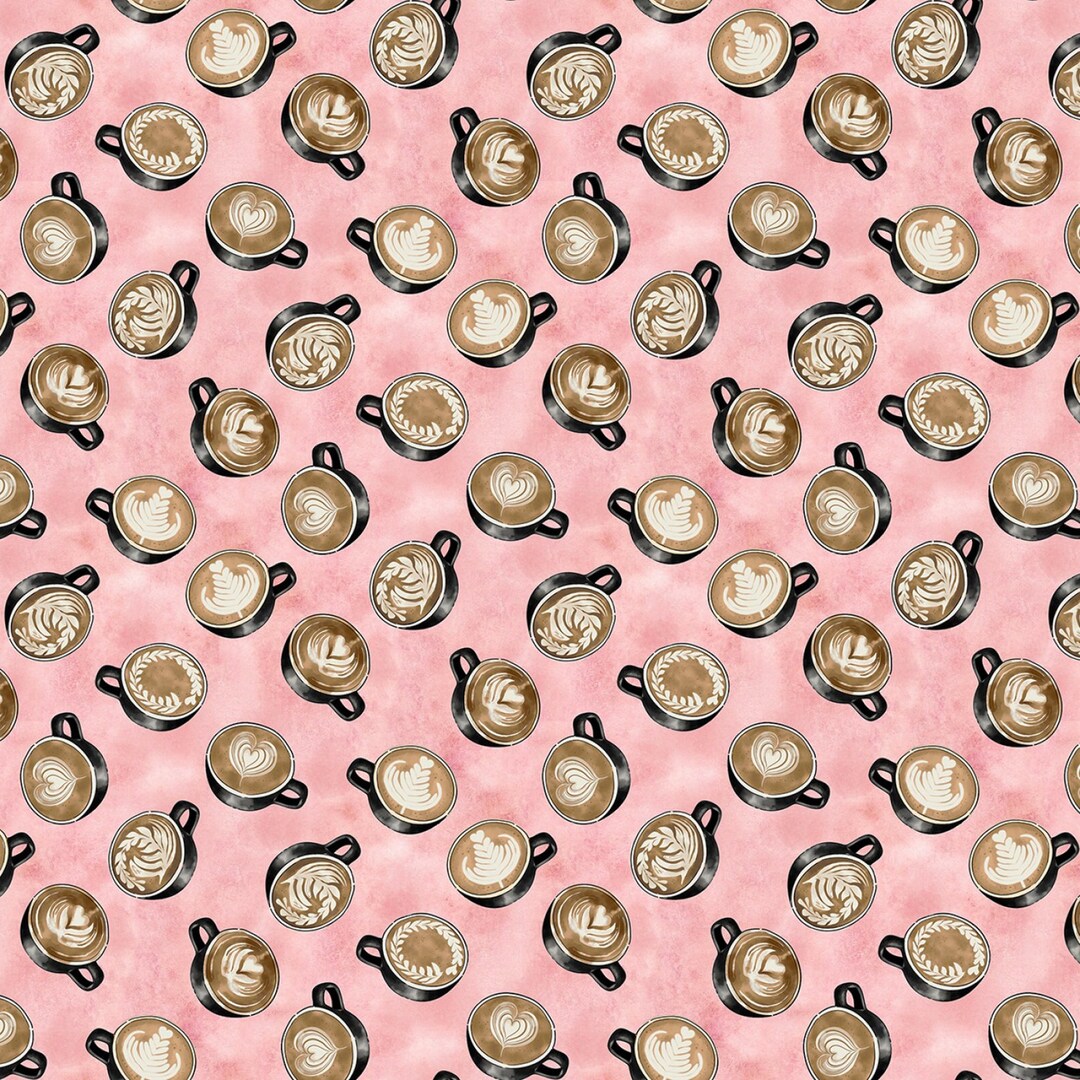 Coffee Fabric, Latte, Michael Miller Perk up CX10132 Pink Latte Love ...