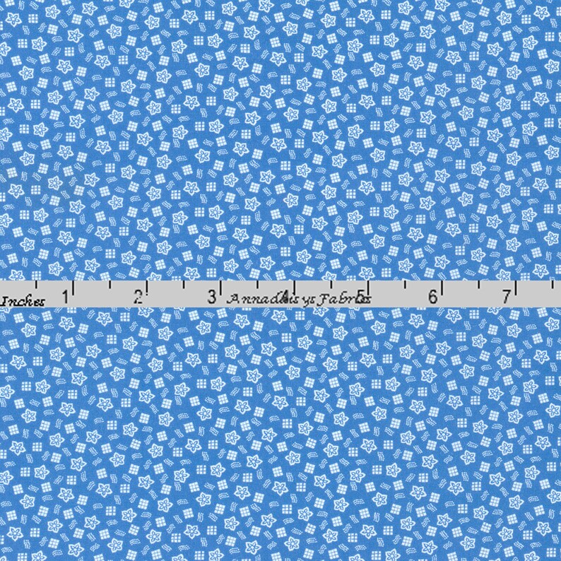 1930s Reproduction Fabric Blue Small Print Floral Robert | Etsy