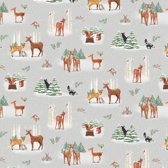 Winter Woodland Animal Fabric Clothworks Enchanted Woodland - Etsy