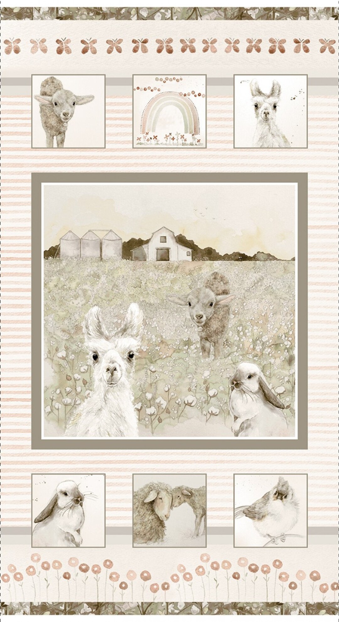 Farm Animals Fabric Panel, Henry Glass You Are Loved 9814P-23 Dawn ...