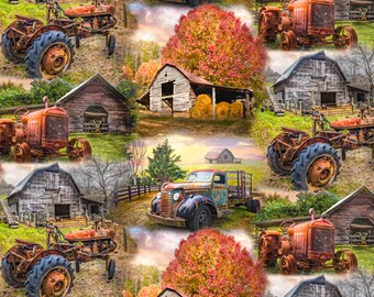 Farm Scene Fabric | Etsy