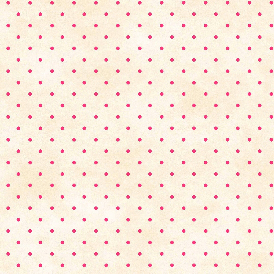 Dark Pink Dot Fabric on Light Cream, Maywood Studios Beautiful Basics ...