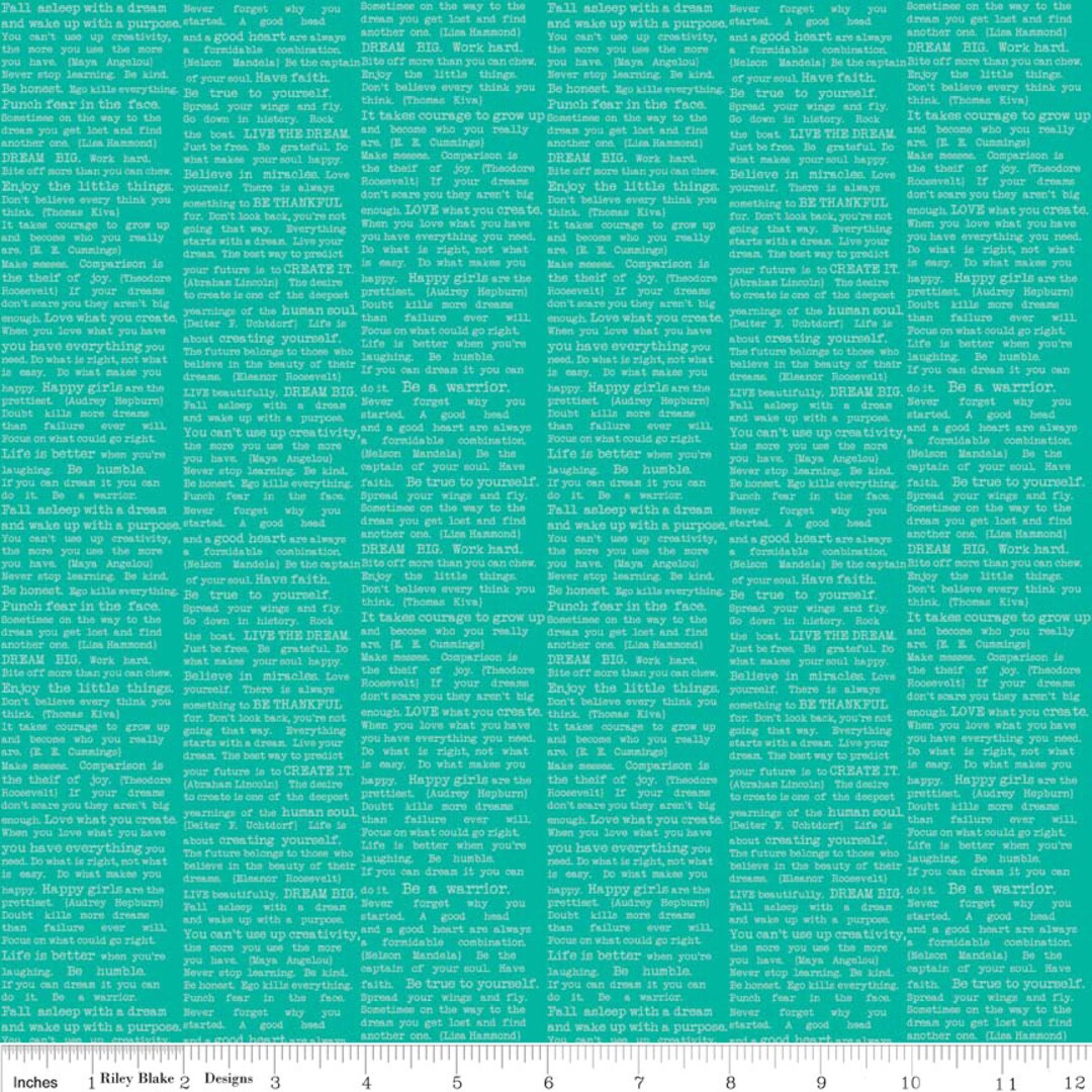Teal Words Fabric, Typed Words Quilt Fabric, Riley Blake Cottage Garden ...