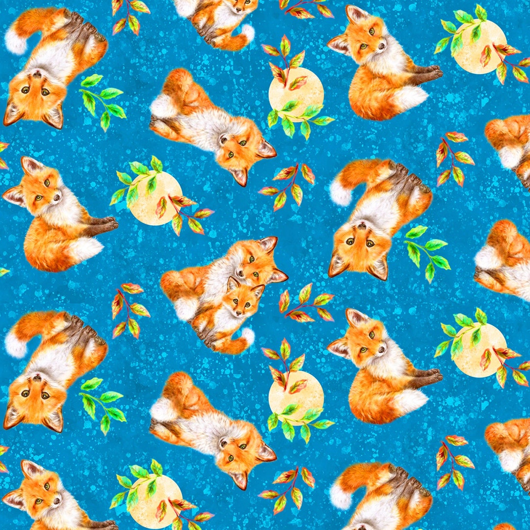 Mother & Baby Fox Fabric, Studio E Auburn Fox 6228-77 Kayomi Harai ...