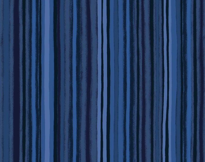Shades of Blue Stripe Fabric, Maywood Studio Silver Jubilee 2511-N ...