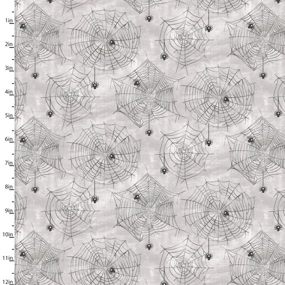 Gray Spider Web Fabric 3 Wishes Fabrics boo - Etsy