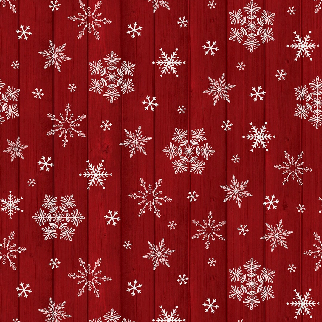 Red Snowflake Fabric, Studio E Chickadee Christmas Choir 6440-88, Lucie ...