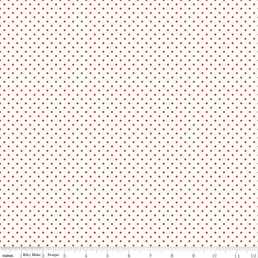 Small Red Dots Fabric on Cream, Riley Blake Le Creme C600-80 Red, Polka Dot Quilt Fabric , 100% ...