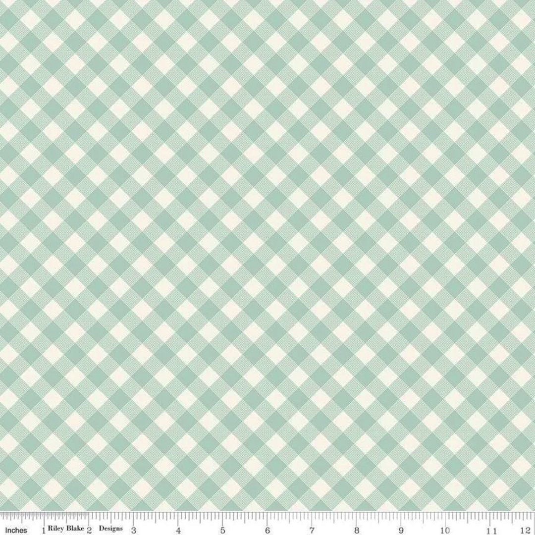 Lt. Cream & Mint Plaid Fabric, Riley Blake Joy in the Journey C10683 ...