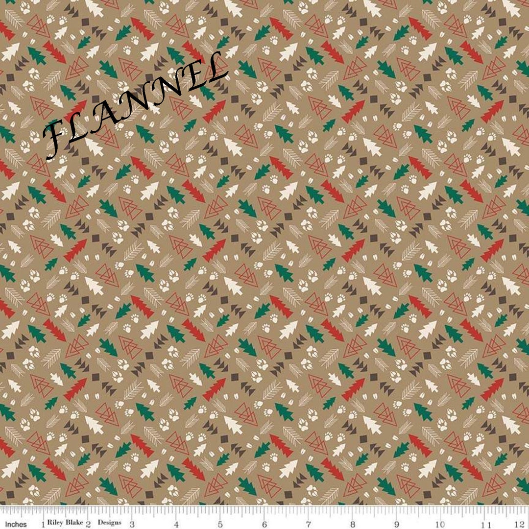Wilderness Flannel Fabric, Arrows, Trees, Animal Tracks, Riley Blake ...