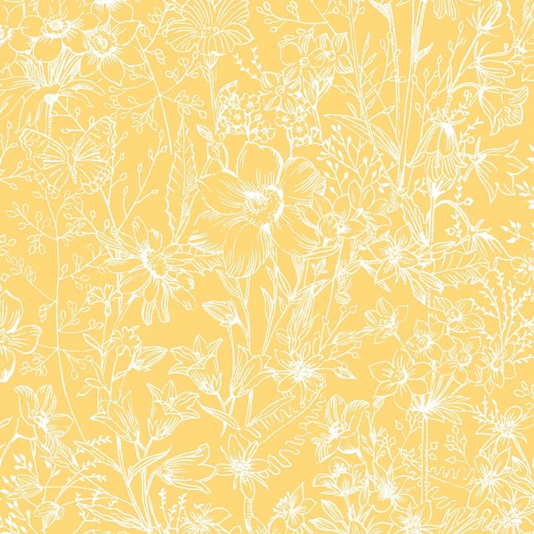 Yellow Floral Fabric - Etsy