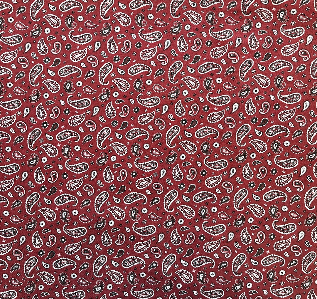 Red Western Paisley Fabric, Oasis Fabrics Cowgirl Spirit 59363, Bandana ...