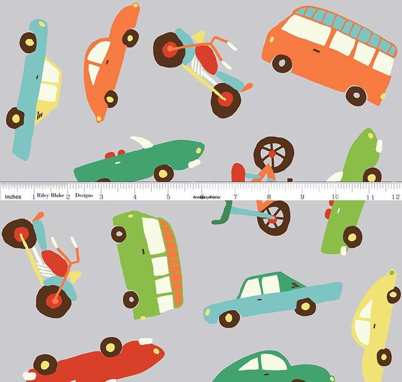 Retro Cars Flannel Fabric Riley Blake Wheels 2 F5040 Gray - Etsy