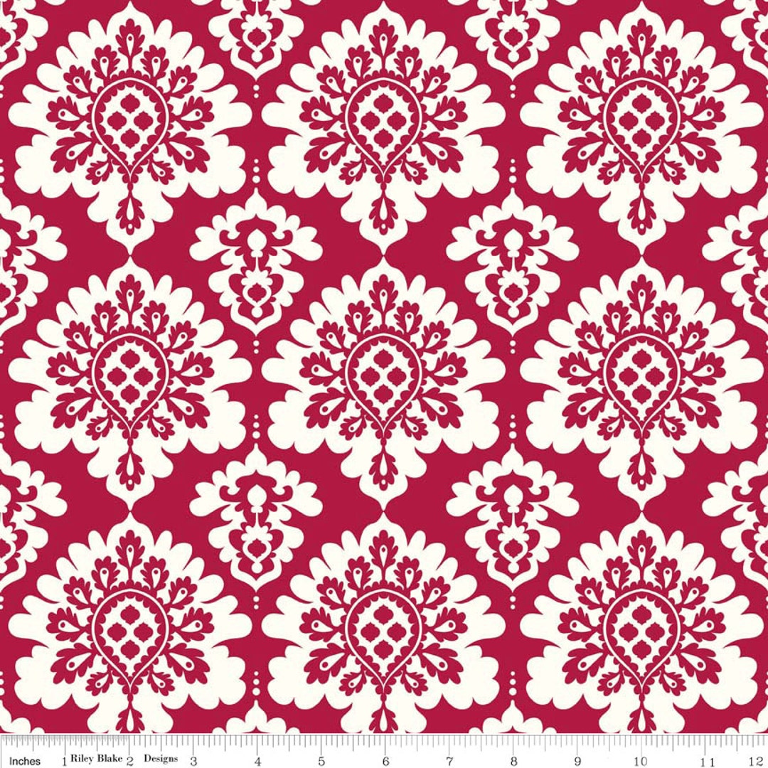 Deep Red Damask Quilt Fabric Riley Blake C4201 Valentine - Etsy