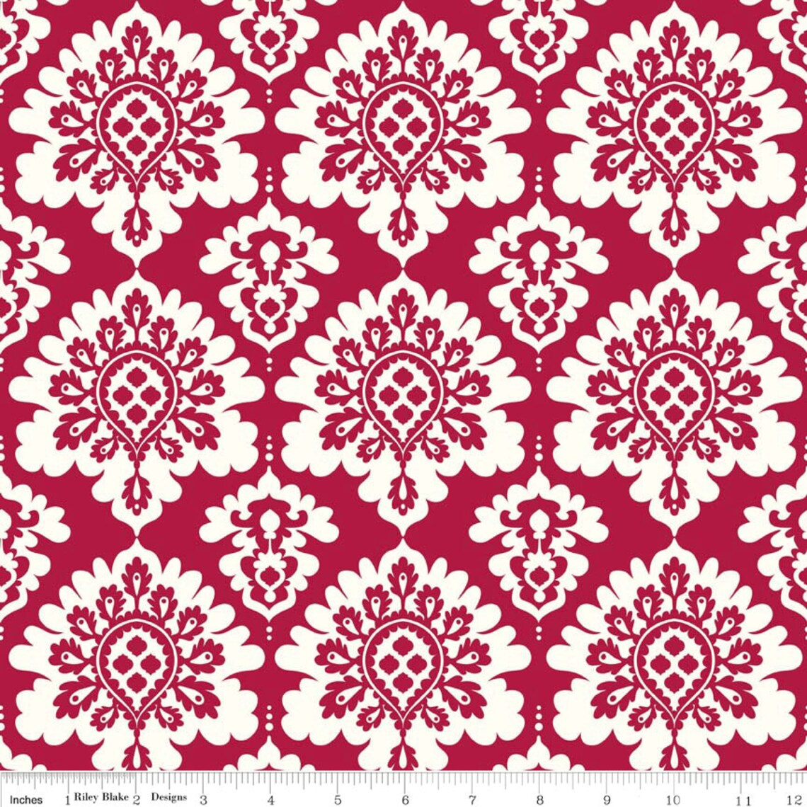 Deep Red Damask Quilt Fabric Riley Blake C4201 Valentine | Etsy