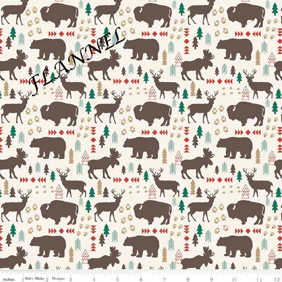 Wilderness Animal Flannel Fabric Riley Blake High Adventure | Etsy