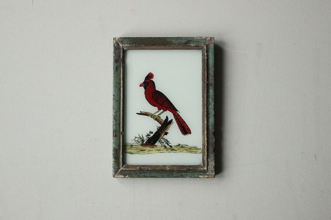 Charming Vintage Style Reverse Glass Painting From India Folk Naive Art ...