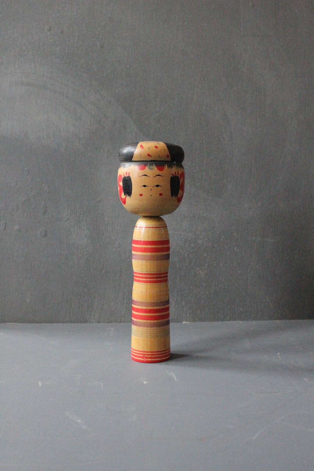Vintage Japanese Traditional Hand Painted Wood Dento Kokeshi Doll in ...