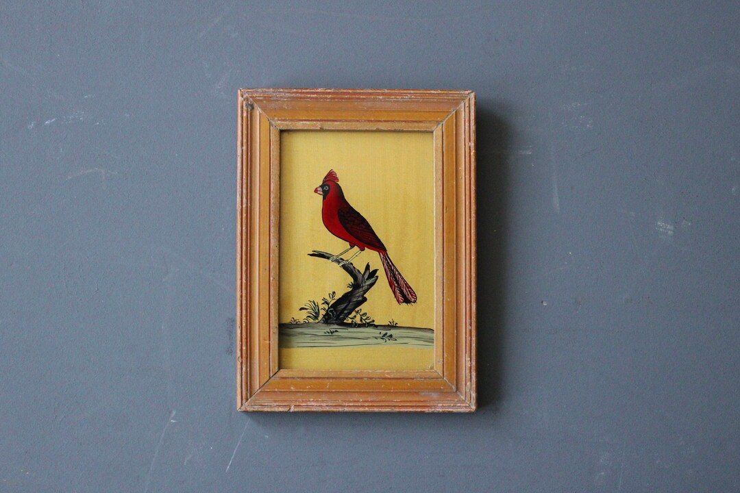 Charming Vintage Style Reverse Glass Painting From India Folk Naive Art ...