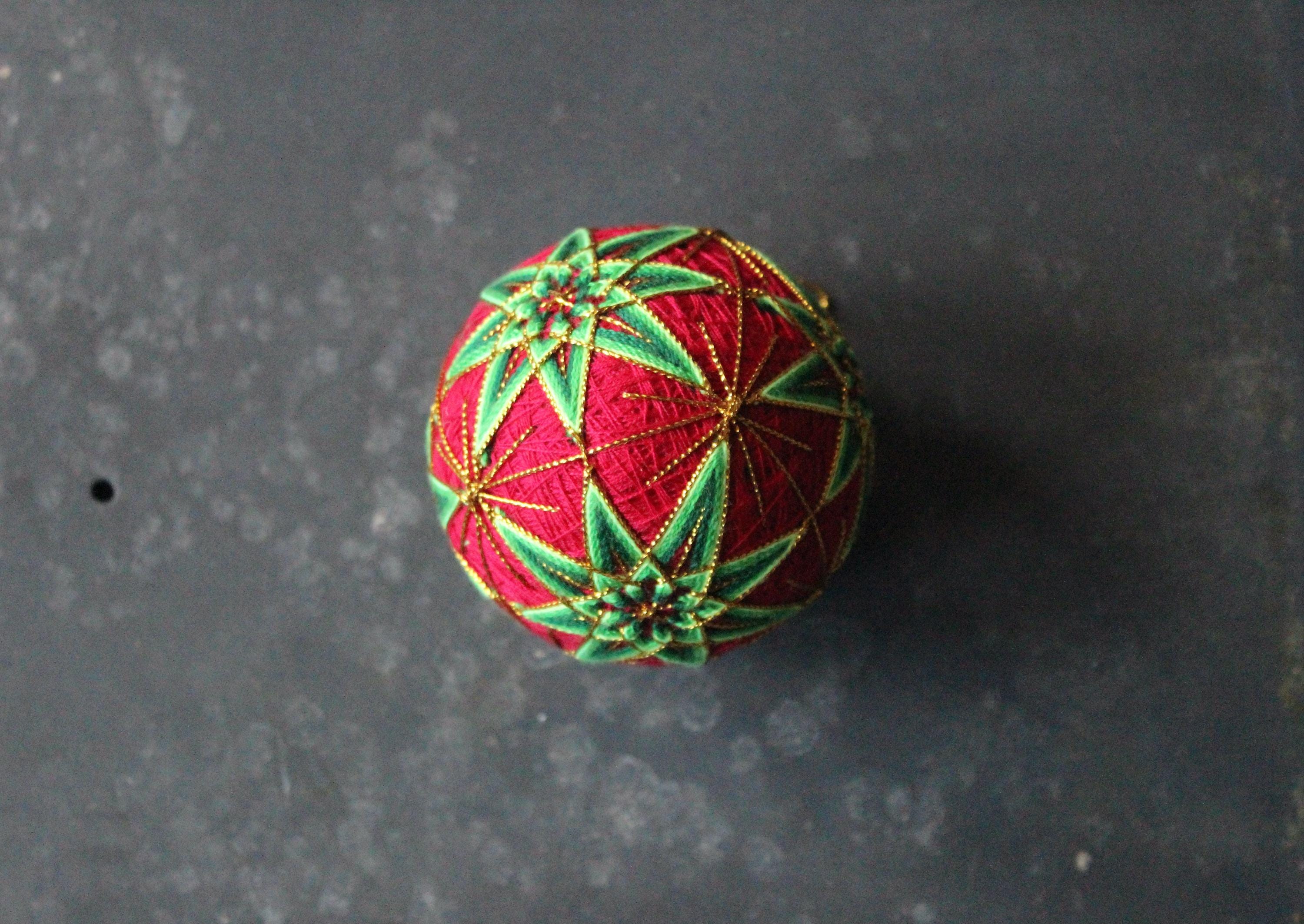 Handmade Embroidered Temari Ball: Japanese Folk Art Christmas Ornament ...