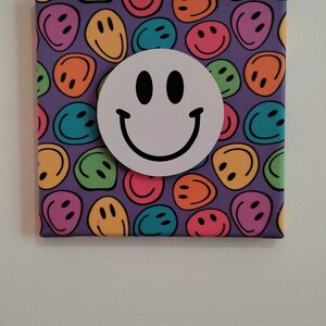 8" Square, Wall Art. Smiley Face. Whimsical. One of a Kind - Etsy