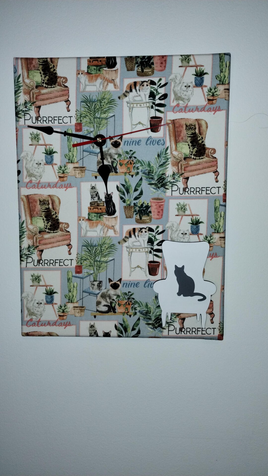Kitty Cat Clock, 12" X 16" Rectangle, Wall Clock Art. Whimsical. OOAK ...