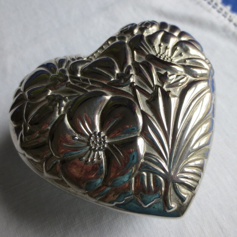 Heart Shaped Jewelry Box/trinket Box International Silver | Etsy