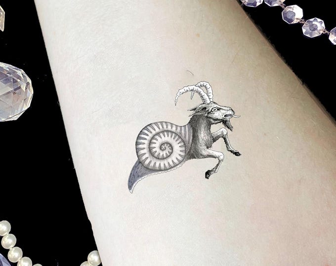 Medieval Snail Goat Temporary Tattoo - Etsy