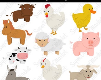 Farm Animals Clipart Farmyard Clip Art Png Donkey Horse Pig Sheep Duck ...