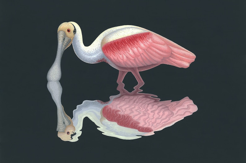 Roseate Spoonbill: Bird, Wildlife, Art, Illustration, Painting, Print ...