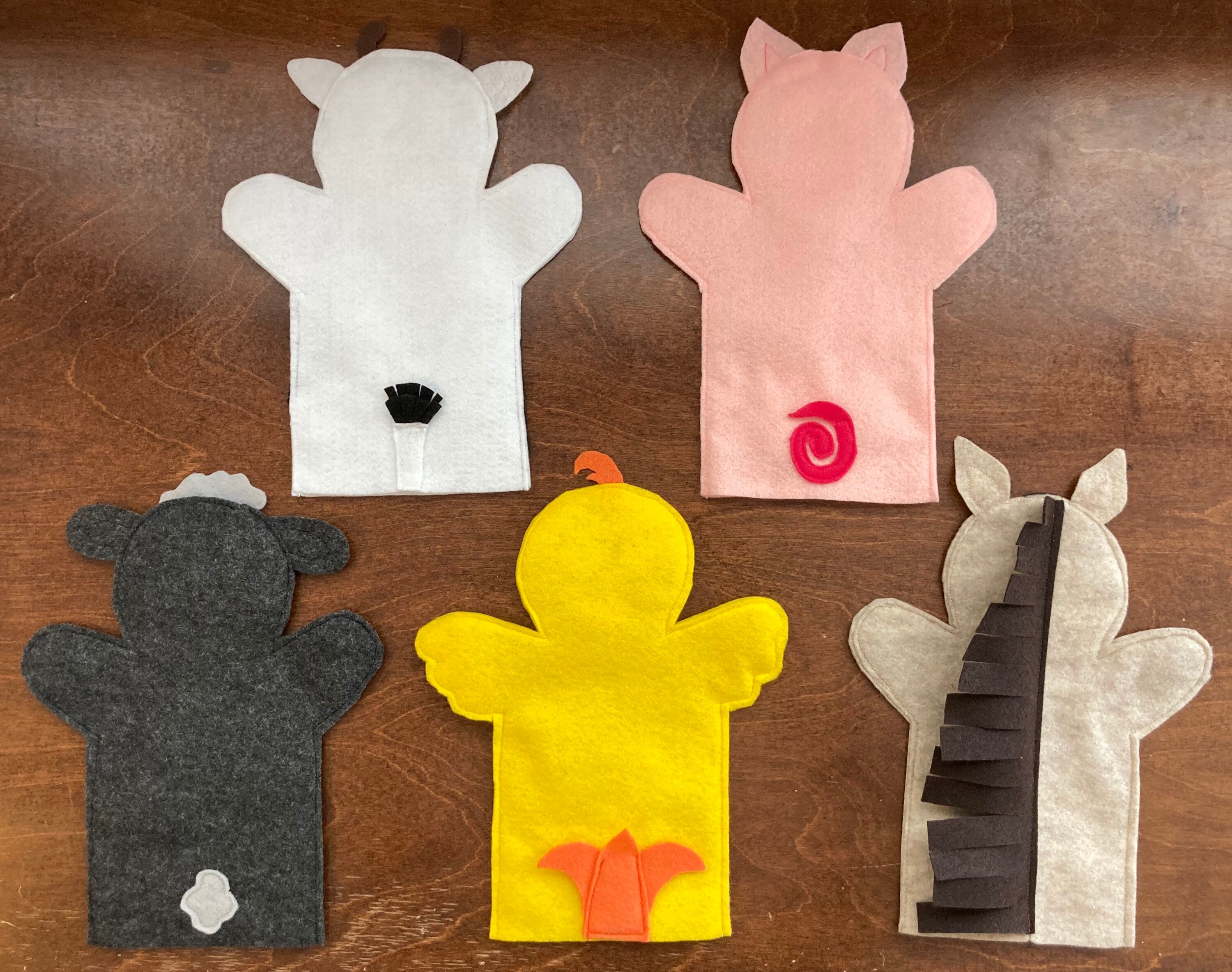 Farm Animal Felt Puppets, Hand Sewn, Cow Felt Puppet, Horse Felt Puppet ...