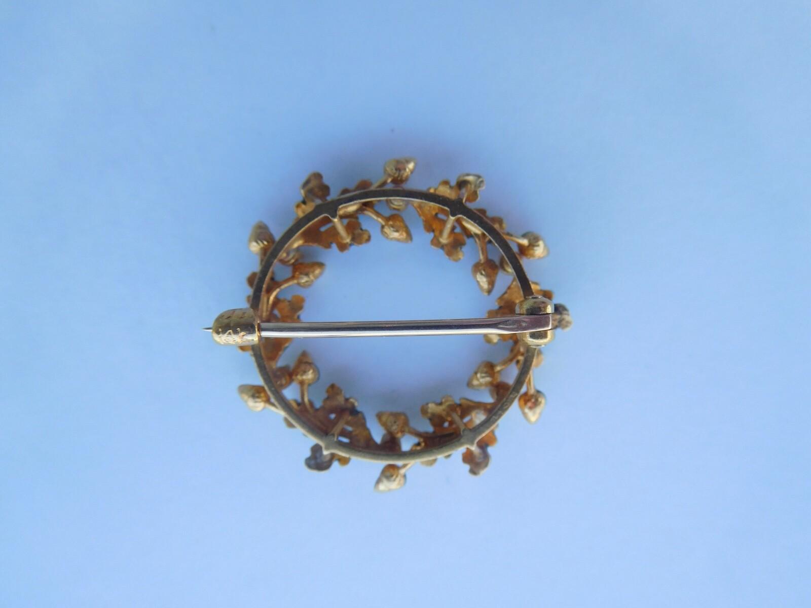 Extremely Rare Art Nouveau 14K Gold Enamel Diamonds Oak Laurel Wreath ...