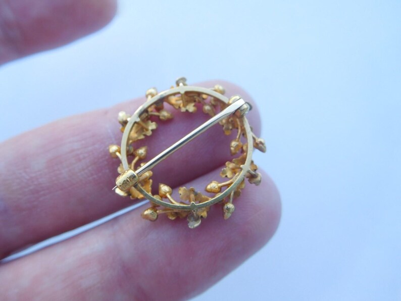 Extremely Rare Art Nouveau 14K Gold Enamel Diamonds Oak Laurel Wreath ...