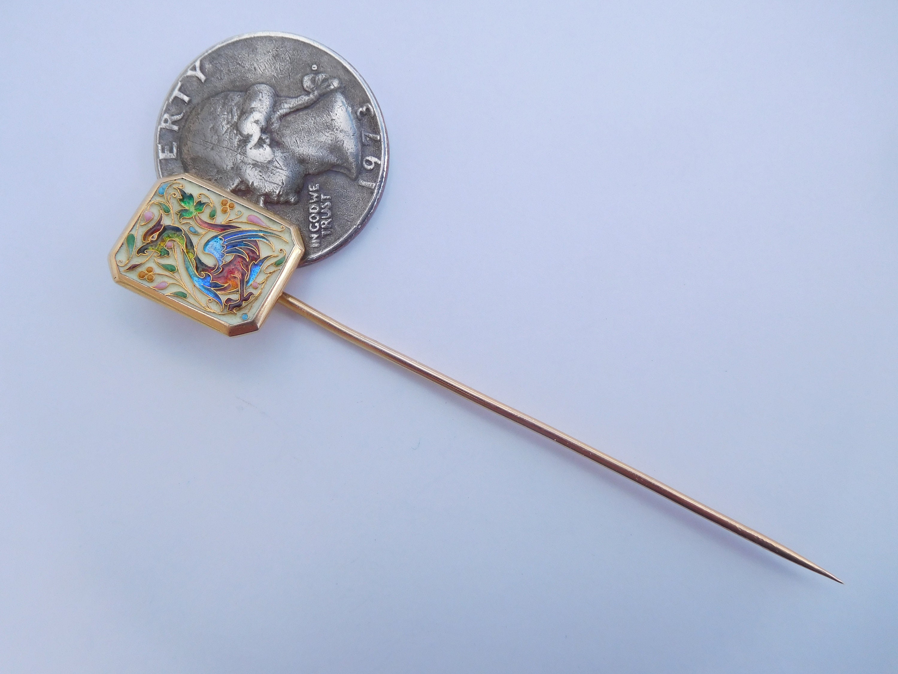 Victorian Falize French Art Nouveau 18K Gold Cloisonné Enamel Griffin ...