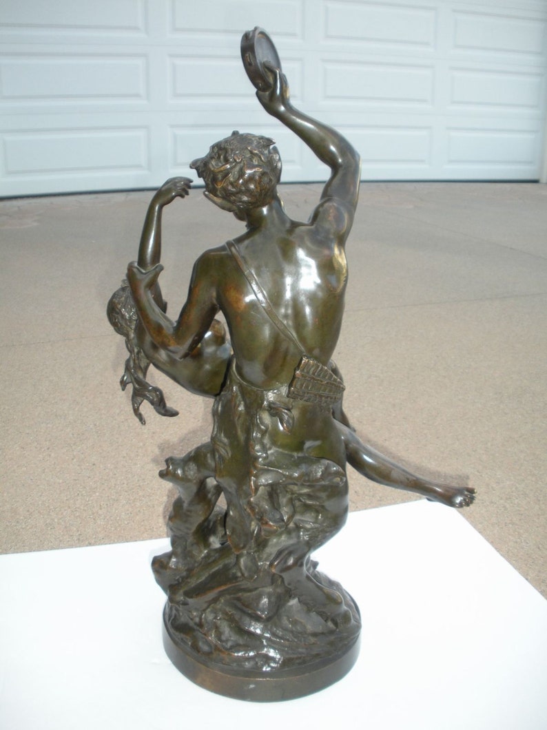 Extremely Rare 19th Century French Bronze Satyr Faun Pan With Nude ...