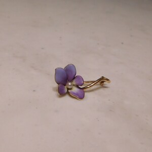Fabulous Small Art Deco 1930s 14K Gold Enamel Viola Violet Flower Pearl ...