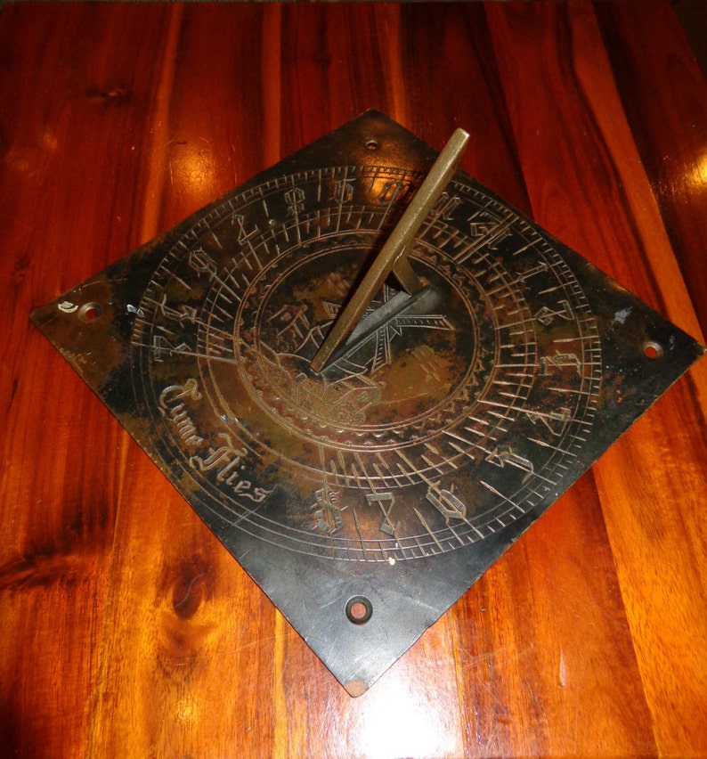 EXTREMELY RARE Georgian Bronze Gothic Arabic Numerals Windmill Time Flies Sundial ! - Etsy