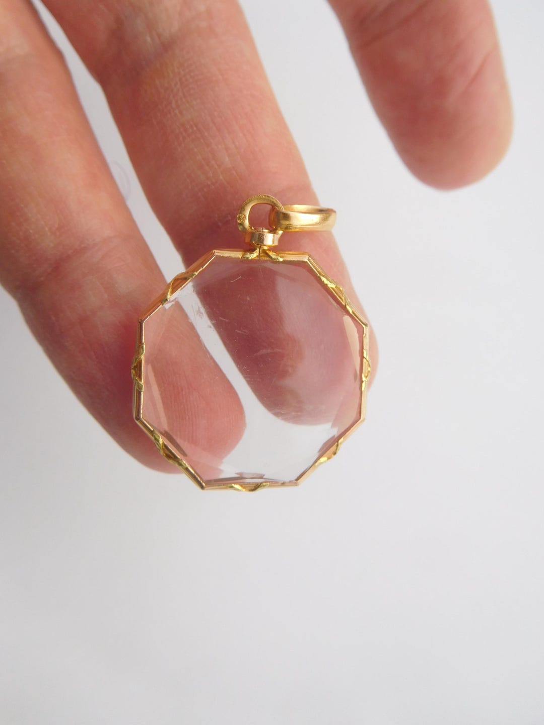 OCTOGON Extremely Rare French Victorian Edwardian 1900 18K Gold Glass 8 ...