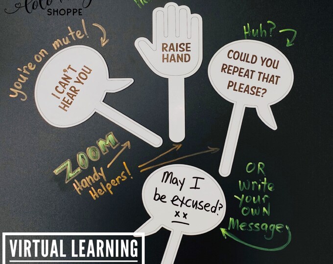 Handheld Signs for Virtual Learning Online School - Etsy