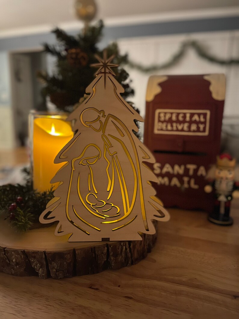 Minimalist Nativity Wooden Tea Light Nativity Nativity - Etsy