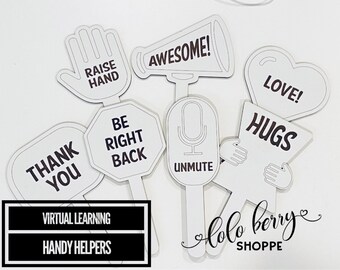 Handheld Signs for Virtual Learning Online School | Etsy