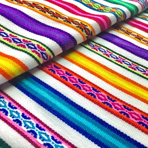 Peru Stripe Fabric by Meter, Colorful White Stripe Textile, Ideal for ...