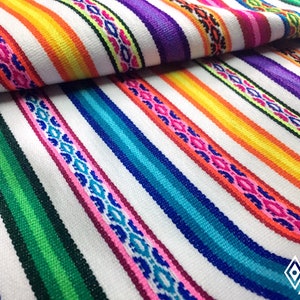 Peru Stripe Fabric by Meter, Colorful White Stripe Textile, Ideal for ...
