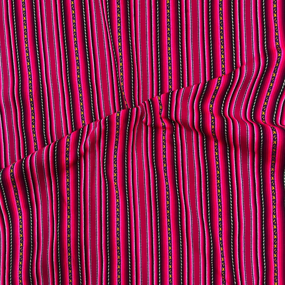 Fuchsia Striped Peruvian Fabric by the Yard, Geometric Tribal Pattern ...