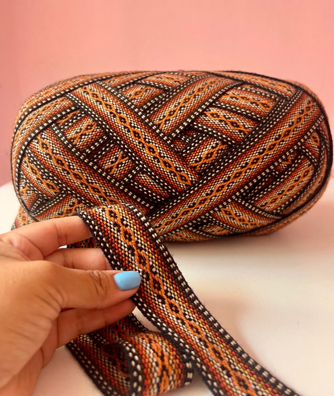 Inca Design Ribbon - Brown Jacquard Geometric Trim, Made in Peru - Etsy