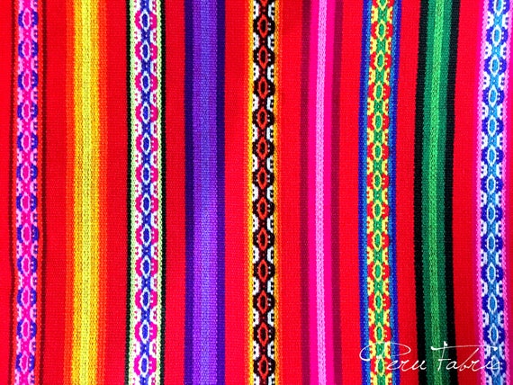 PERU FABRIC Red Striped by yard Tribal FabricEthnic | Etsy
