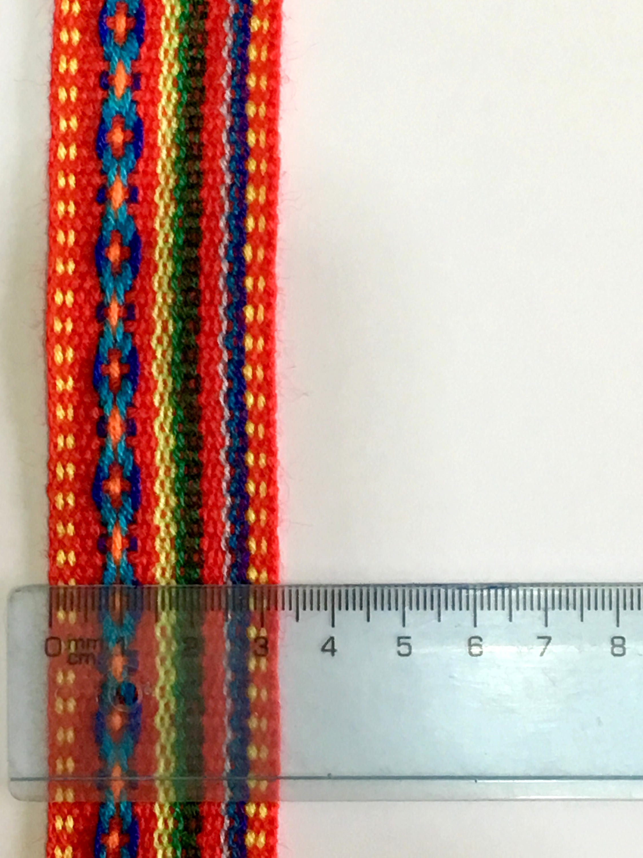 Peruvian Jacquard Ribbon: Red, Blue, & Green Inca Design Trim - Etsy
